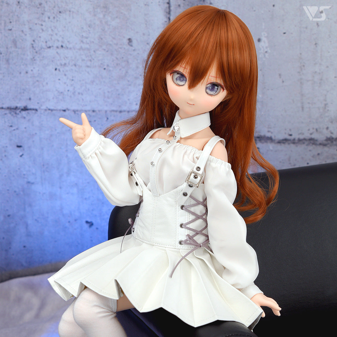 White Synthetic Leather Pinafore Dress Set / Mini – DollytheShop